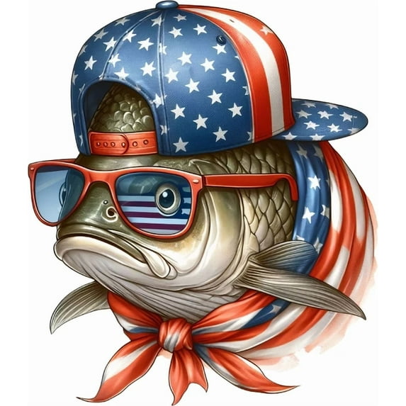 DOPASticker Fish Flag Car Sticker Patriotic Angler Fisherman Set Phone ...
