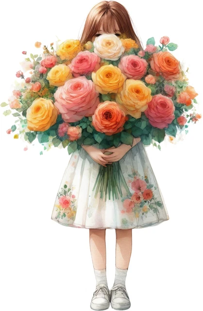 DOPAStickers Watercolour Girl Bouquet Car Sticker Child Vintage Set ...