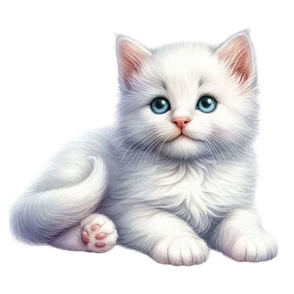 DOPAStickers White Kitten Blue Eyes Car Sticker Fluffy Cute Phone ...