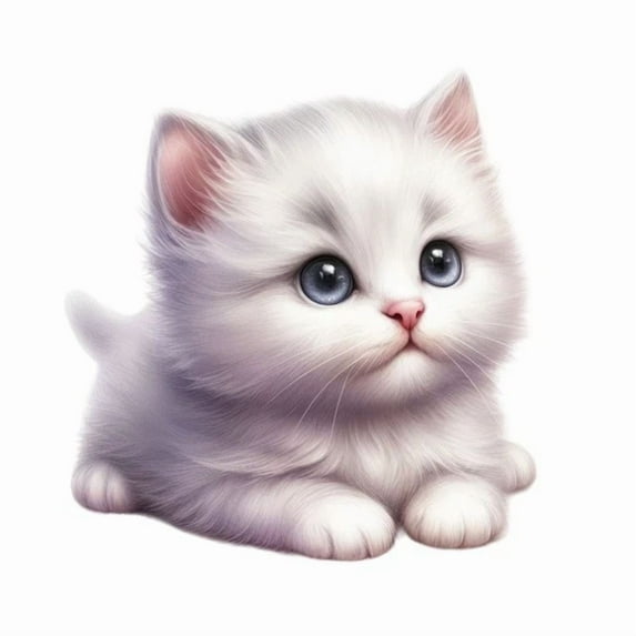 DOPAStickers White Kitten Blue Eyes Car Sticker Fluffy Cute Phone ...