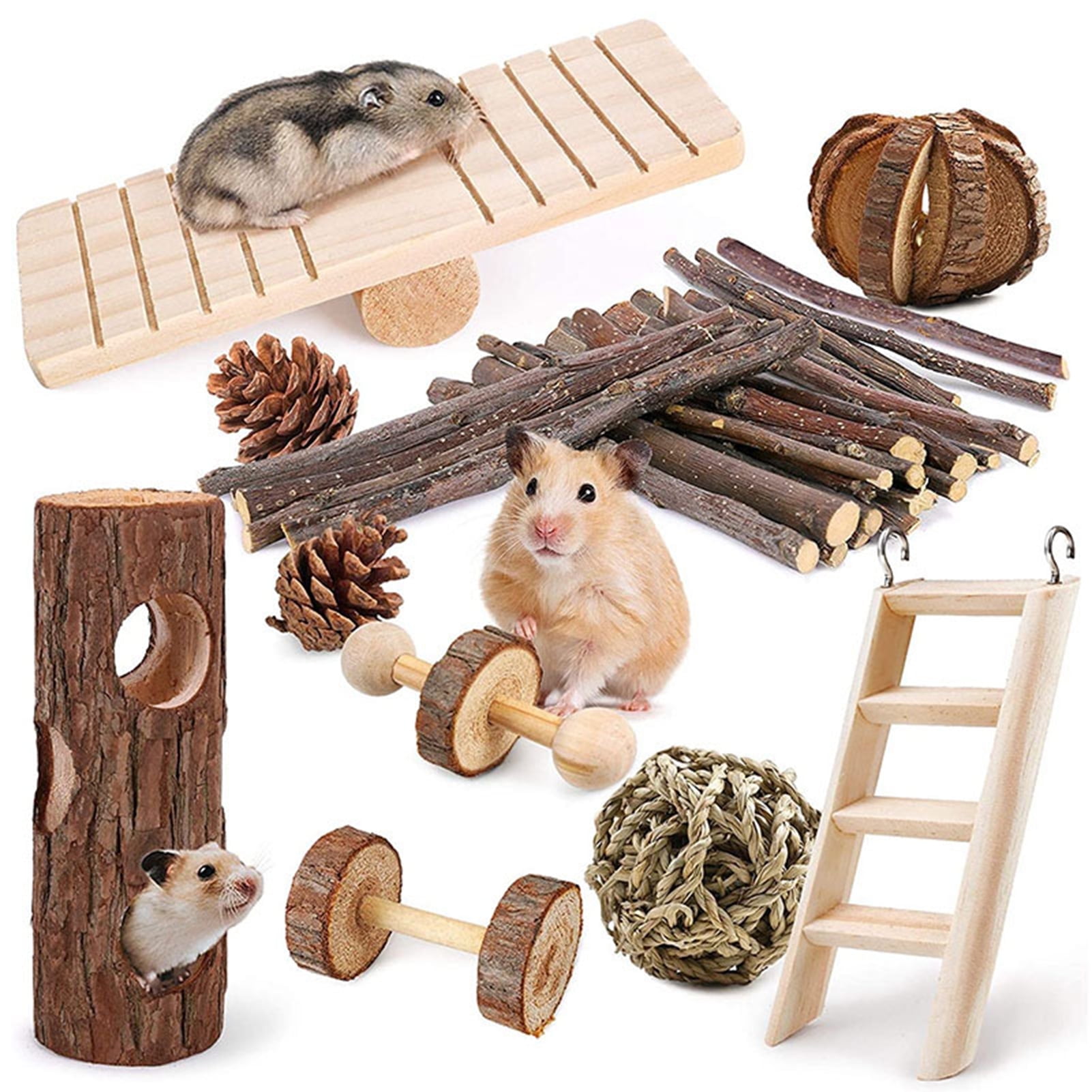 DOPI 10Pcs/Set Molar Toy Long Lifespan Relieve Anxiety Wood Hamster ...