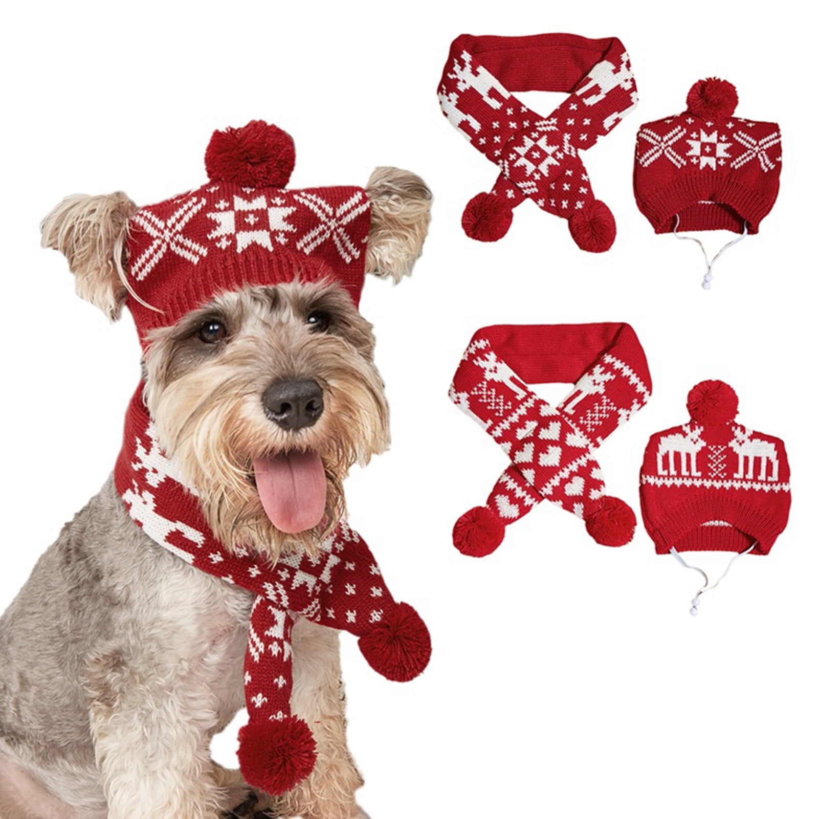 DOPI 2Pcs/Set Pet Scarf Skin-friendly Deer/Snowflake Pattern Acrylic ...