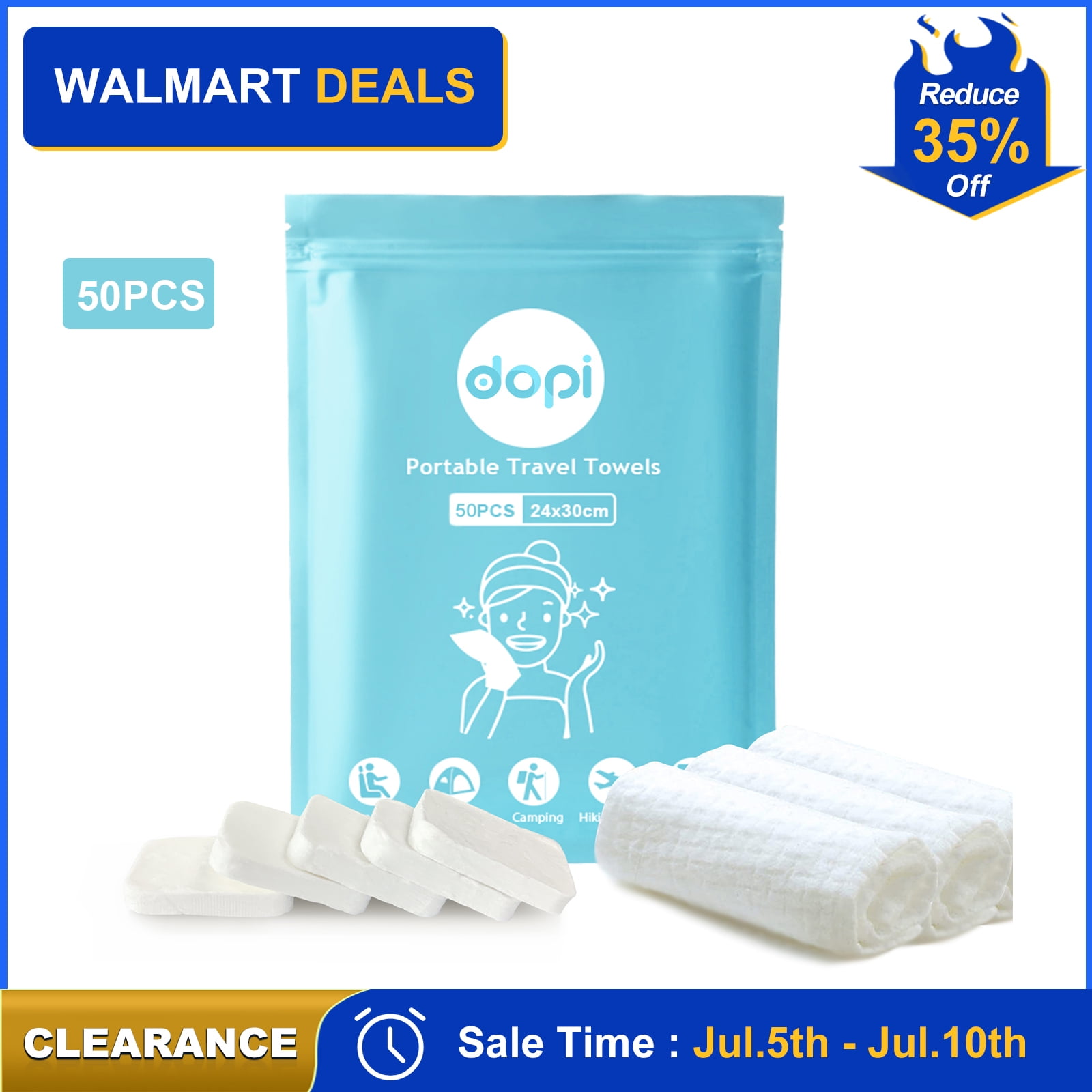 DOPI 50PCS Compressed Towels, Reusable Toilet Paper Tablets Coin ...