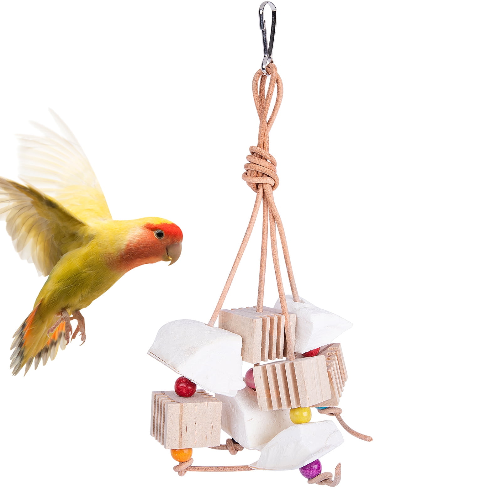 DOPI Bird Chewing Toy Teeth Molar Relieve Boredom Wooden Parrot ...