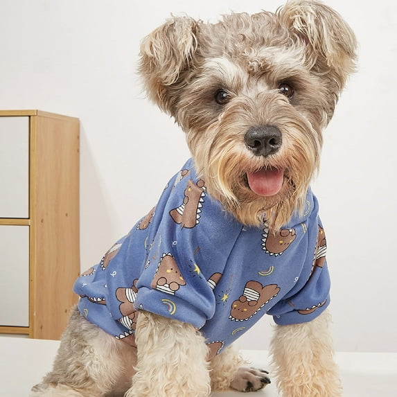 DOPI Dinosaur Print Pet Clothes Soft Round Neck Two Leg Keep Warm Cat ...