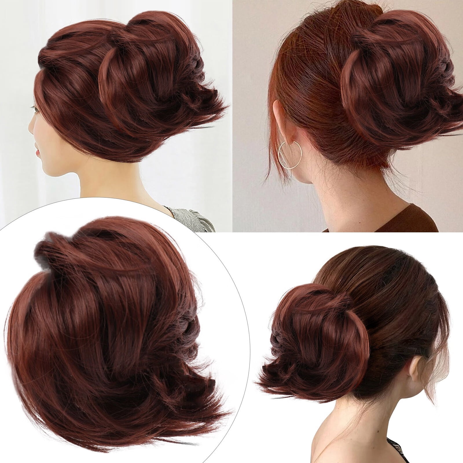 DOPI Female Hair Bag Ball Head Wig Button Flower Bag Wig, Hair Ring ...