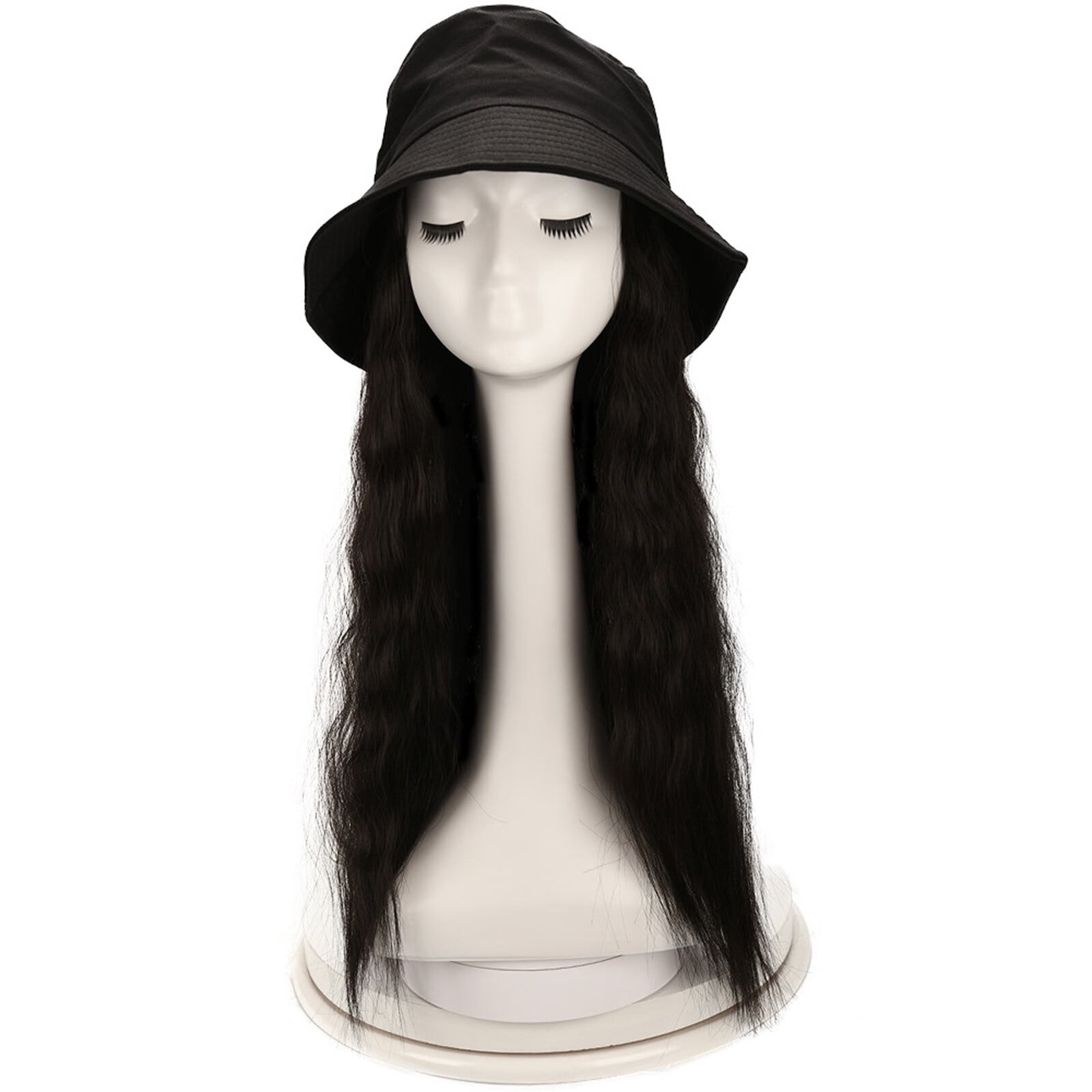 DOPI Fisherman Cap Hair Wave Curly Hairstyle Adjustable Wig Hat ...