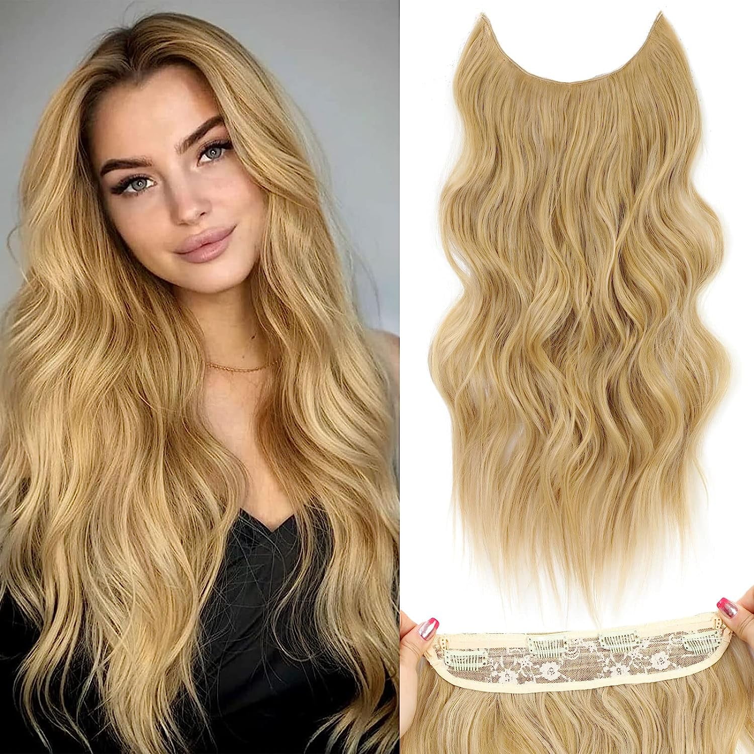 DOPI Hair Extensions 20 Inch Invisible Wire Medium Brown Hair ...
