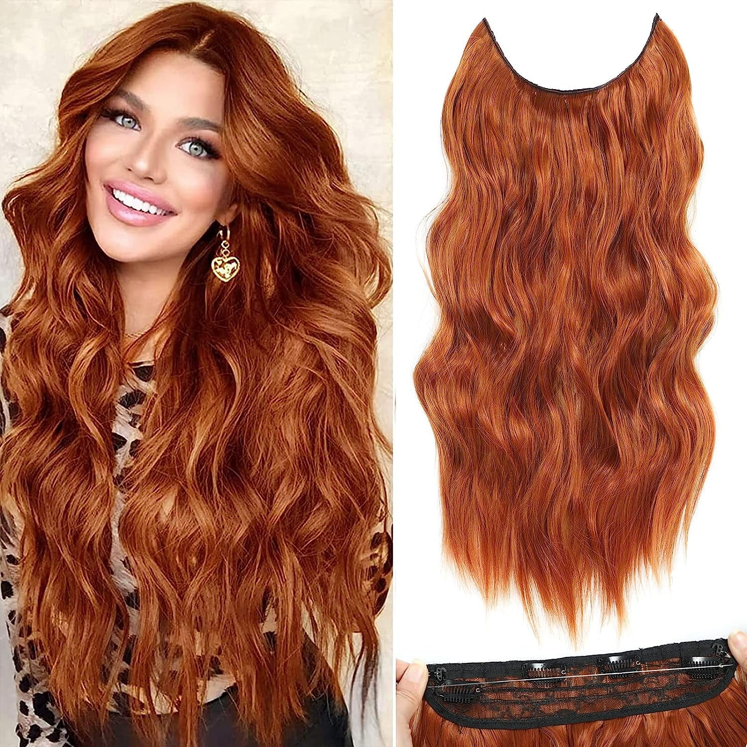 DOPI Hair Extensions 20 Inch Invisible Wire Medium Brown Hair ...