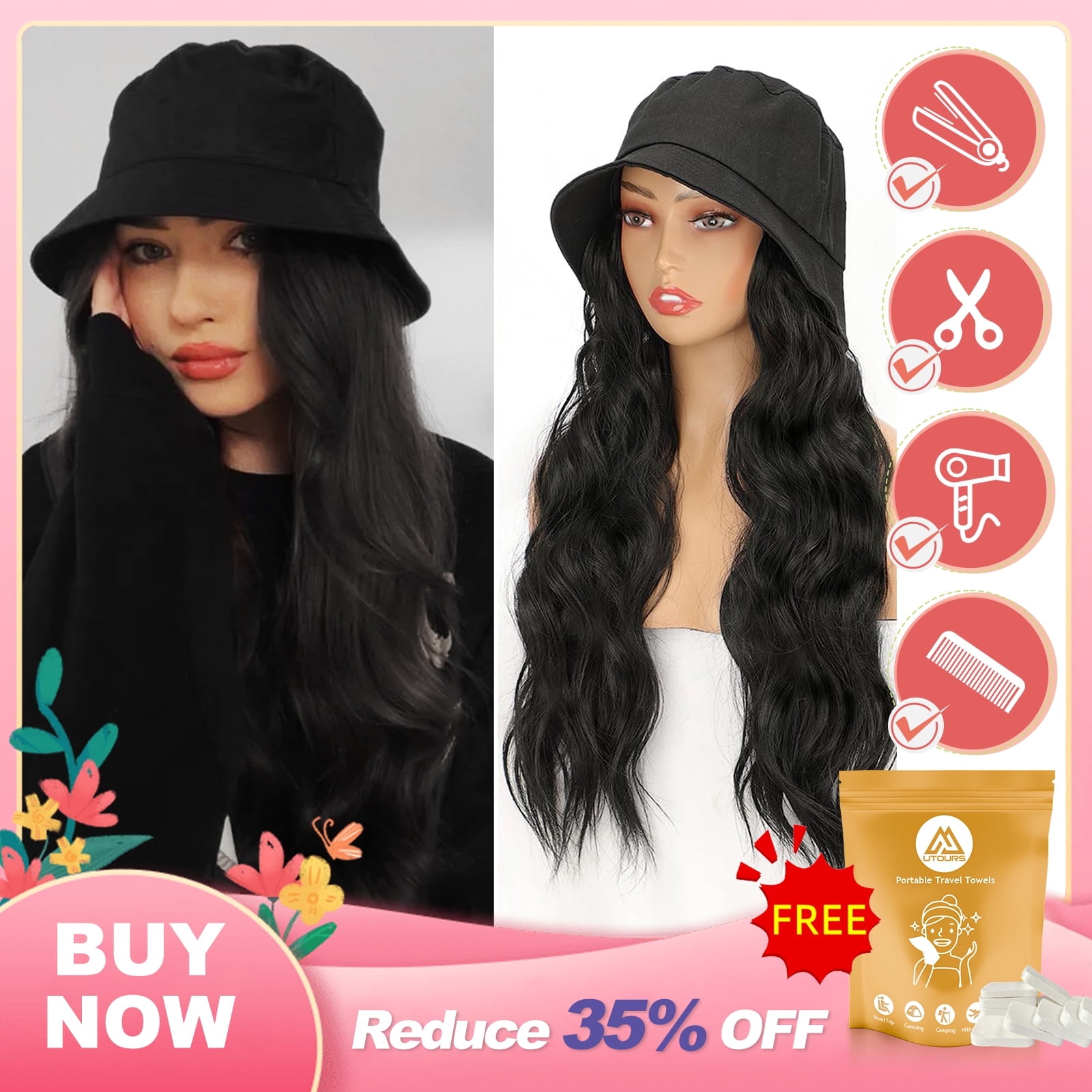 DOPI Human Hair Wigs For Women Black Color Natural Lace Hair Fisherman ...