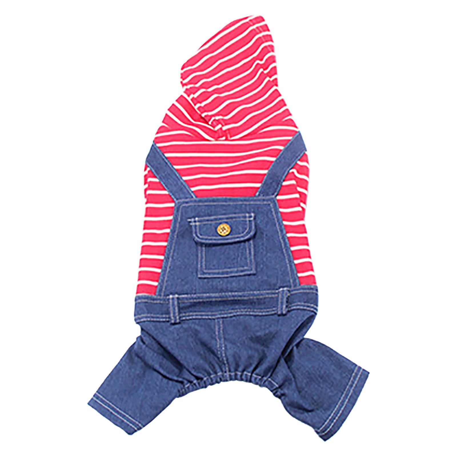 DOPI Pet Clothes Classic Stripe Jeans Dog Four Legged Elastic One Piece ...