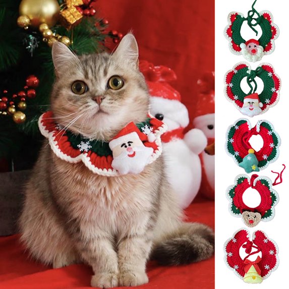 DOPI Pet Collar Christmas Series Pattern Dress-up Woolen Yarn Festival ...