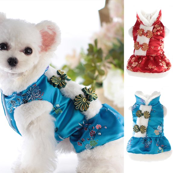 DOPI Pet Dress Flower Pattern Dress-up Soft Texture Retro Pet Dogs Cats ...