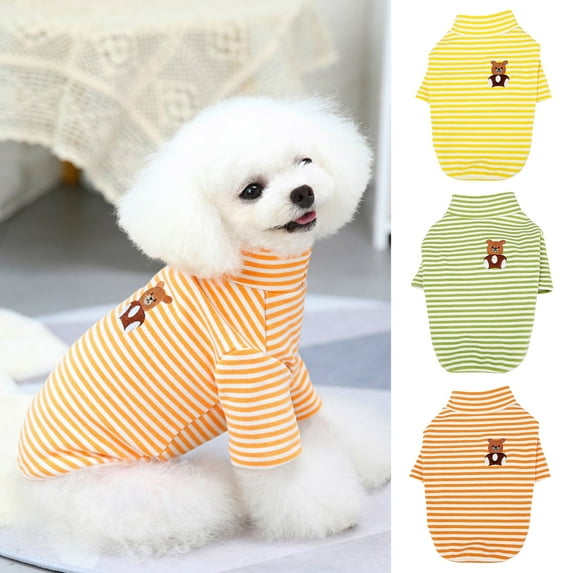 DOPI Pet Pullover Stripes Pattern Dress-up Skin-friendly Pet Dogs T ...