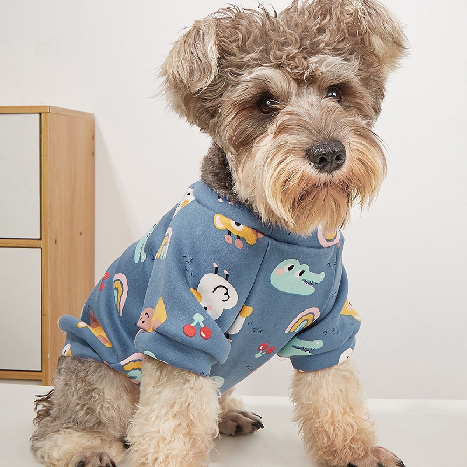 DOPI Pet Sweater Skin-friendly Cute Animal Rainbow Print Polyester Blue ...
