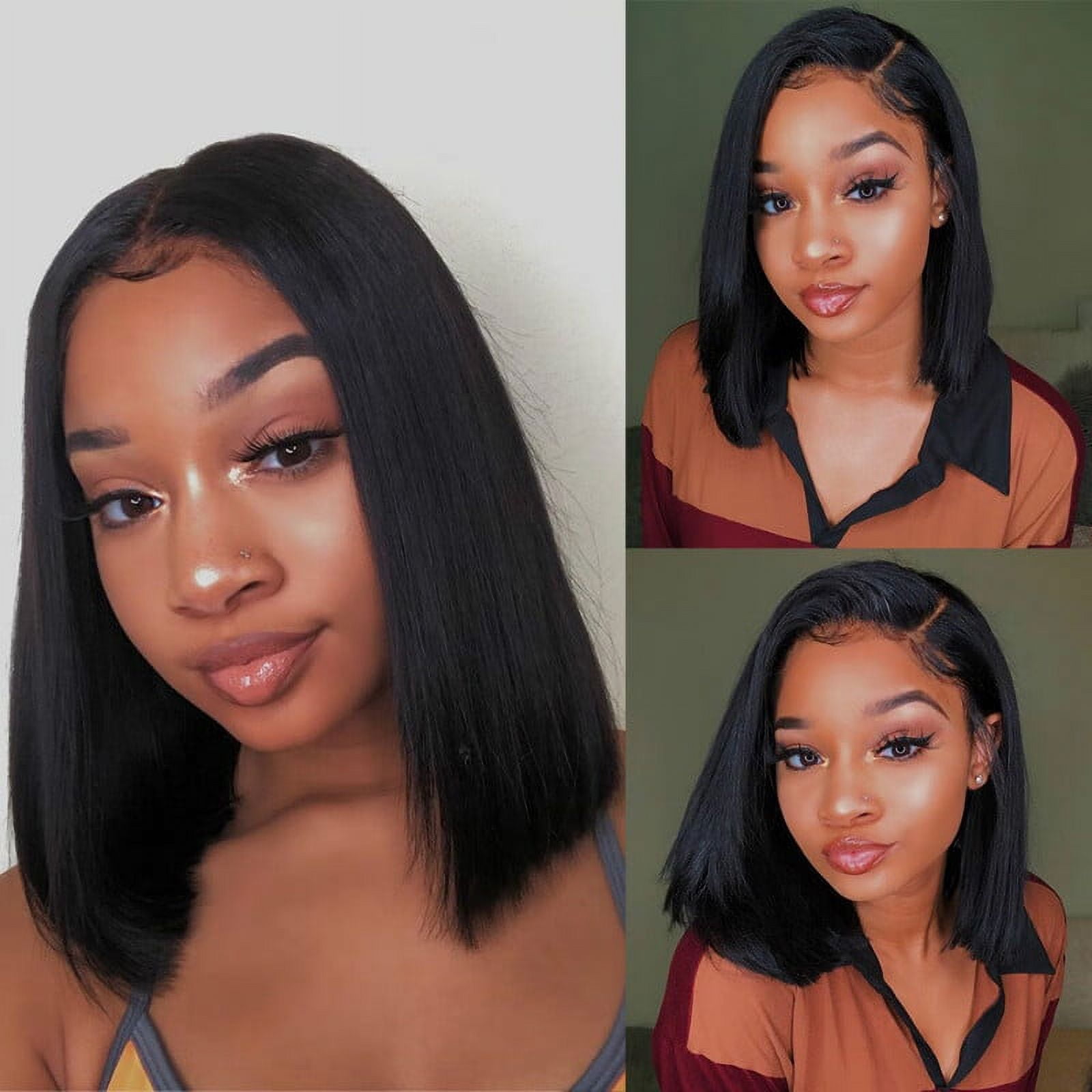DOPI Straight Bob Wigs 12 inch Bob 4x4 Lace Closure Wigs Human Hair ...