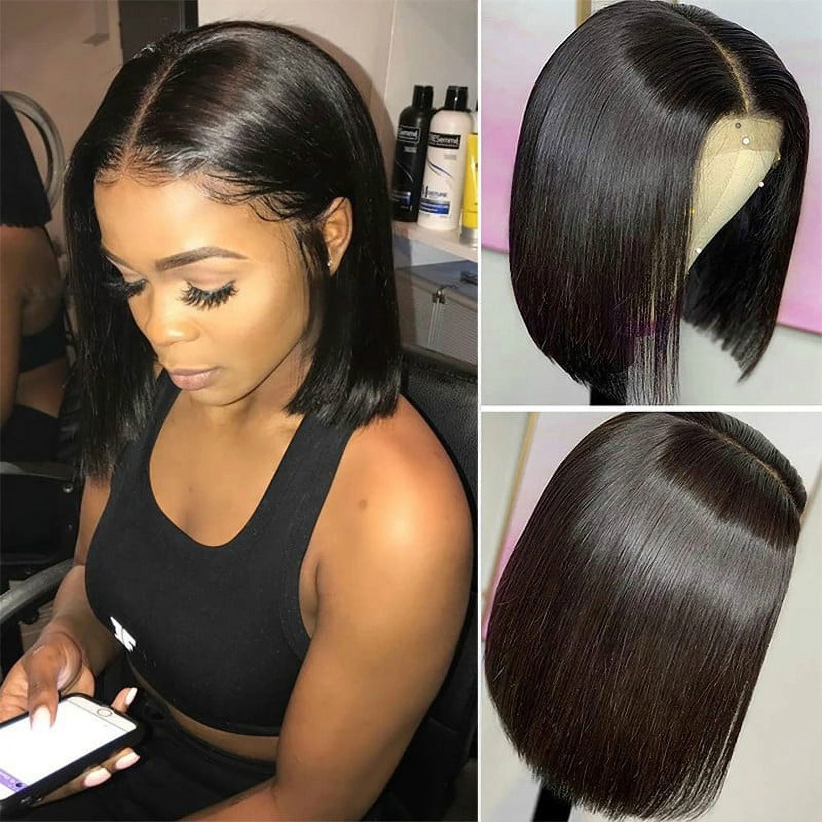 DOPI Straight Bob Wigs 12 inch Bob 4x4 Wigs Human Hair Glueless Bob Wig ...