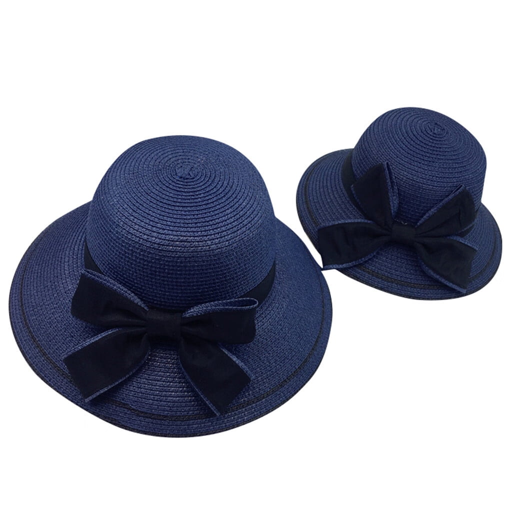 DOPI Stylish Hats Summer Parent-child Women Baby Kids Girl Beach Bow ...