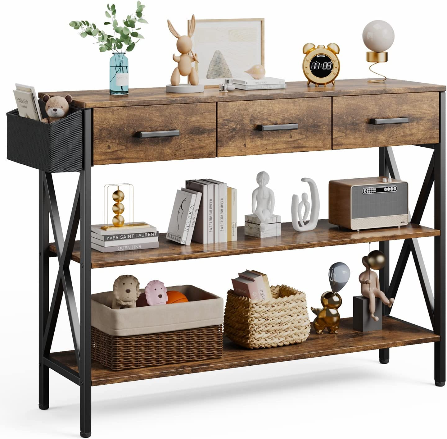 DOPIUY 47" Console Table with 3 Drawers, Industrial Entryway Table with ...