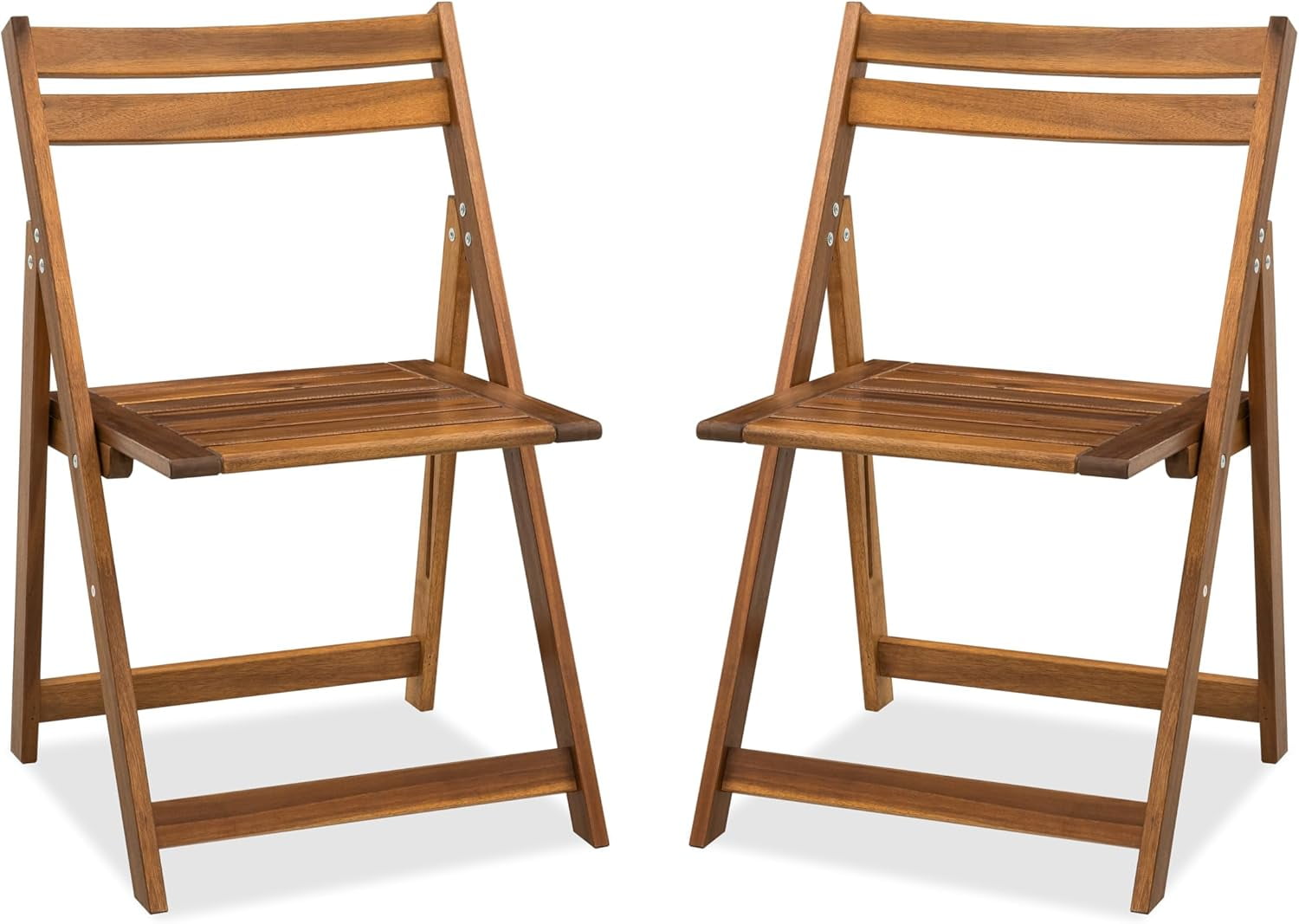 DOPIUY Acacia Wooden Chairs Set of 2, Folding Waterproof Small Patio ...