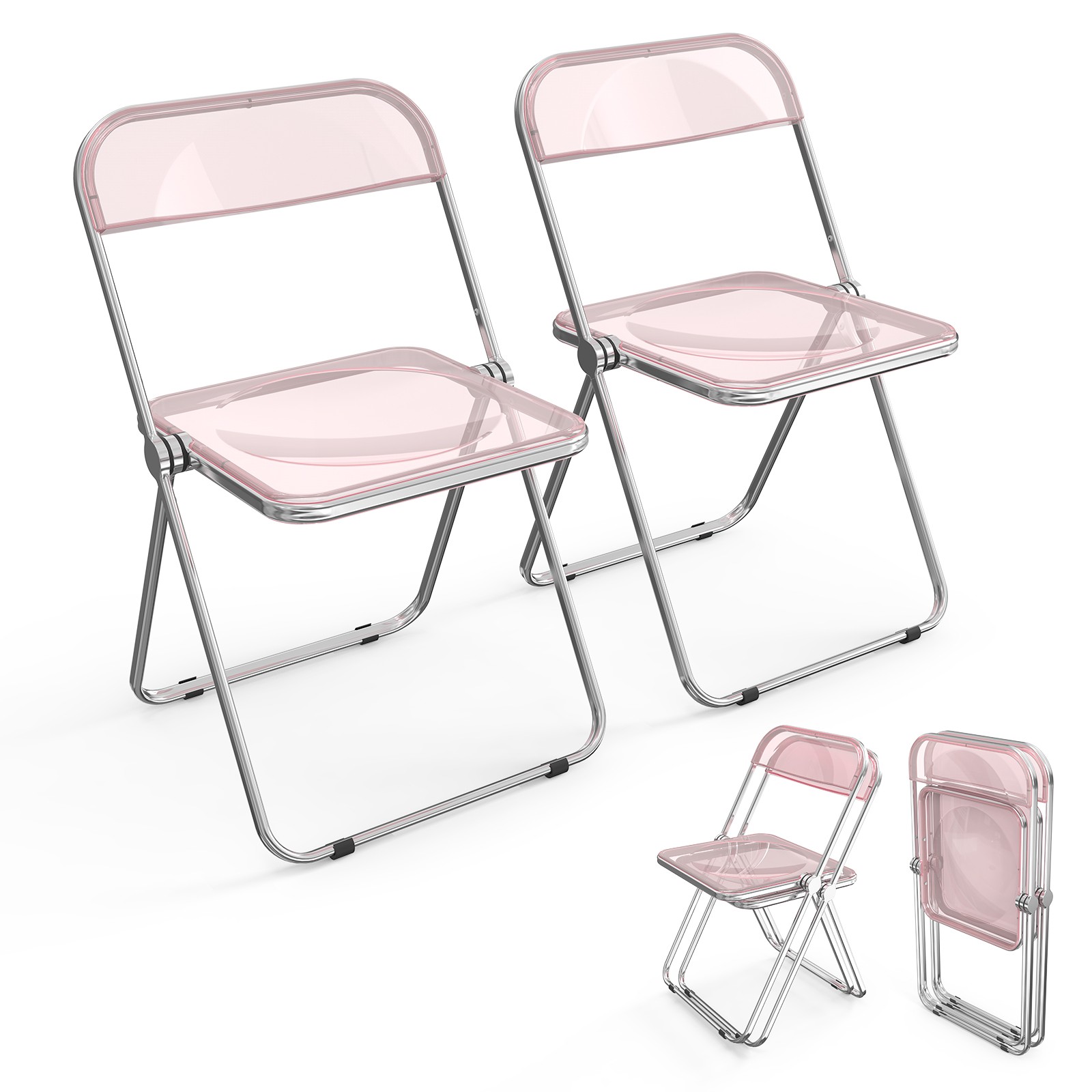 DOPIUY Acrylic Folding Chairs 2 Pack, Clear Chair Foldable and ...