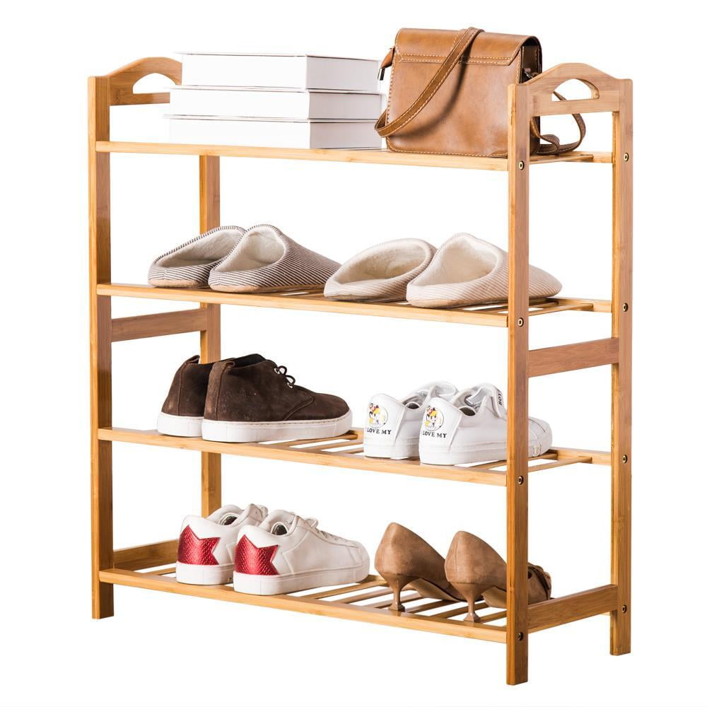 DOPIUY Bamboo Shoe Rack Natural Bamboo 100% Natural Flat Bamboo Shoe ...