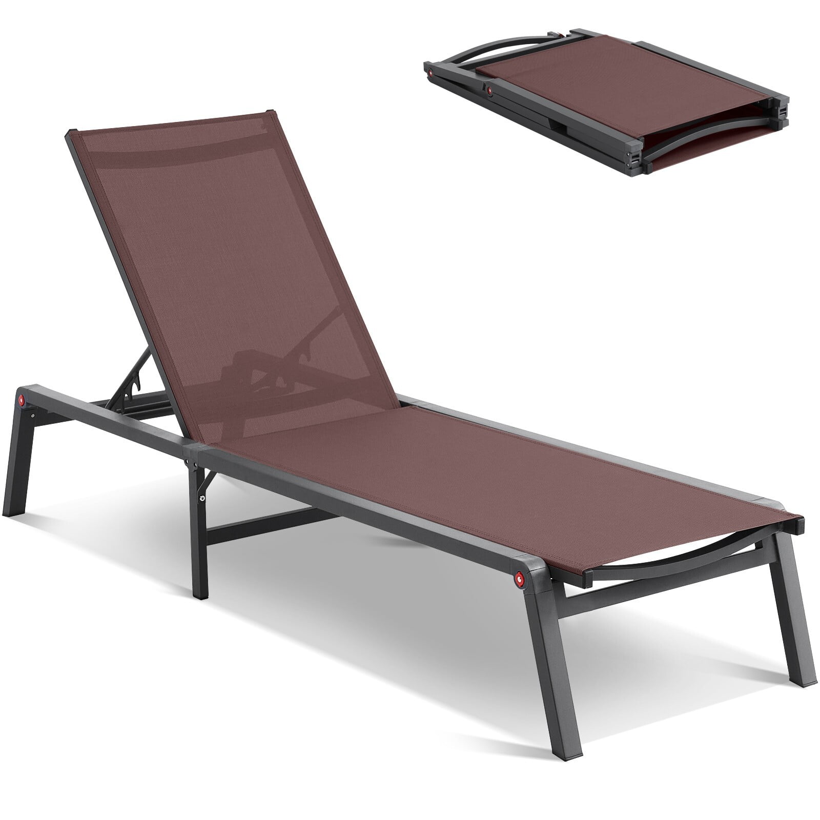 DOPIUY Chaise Lounge Chair Outdoor, Aluminum Patio Lounge Chairs with ...