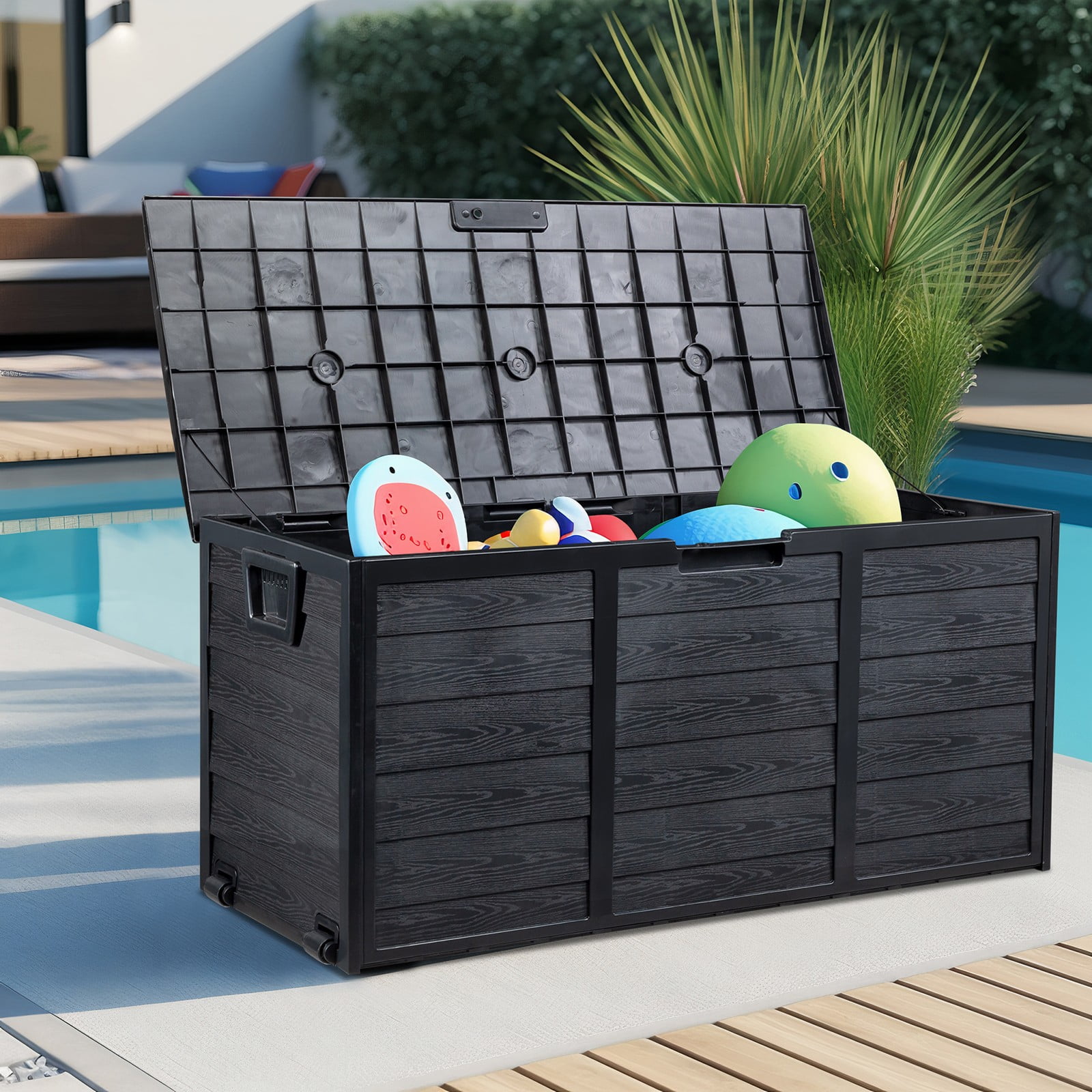 DOPIUY Deck Storage Box, Durable Storage Container Bin Store Patio ...