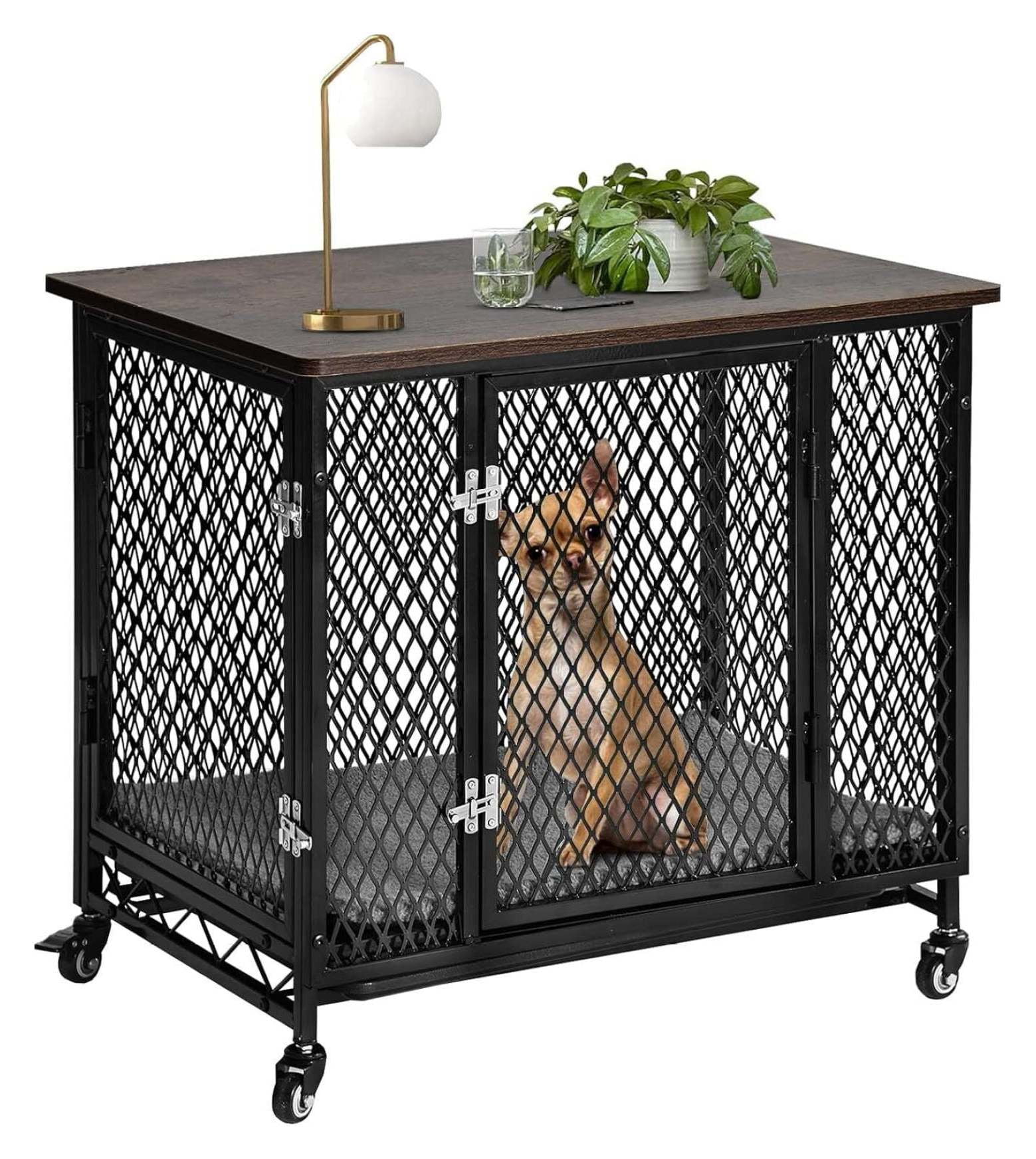 DOPIUY Dog Crate Furniture Movable Side End Table Indoor Dog Kennel for ...