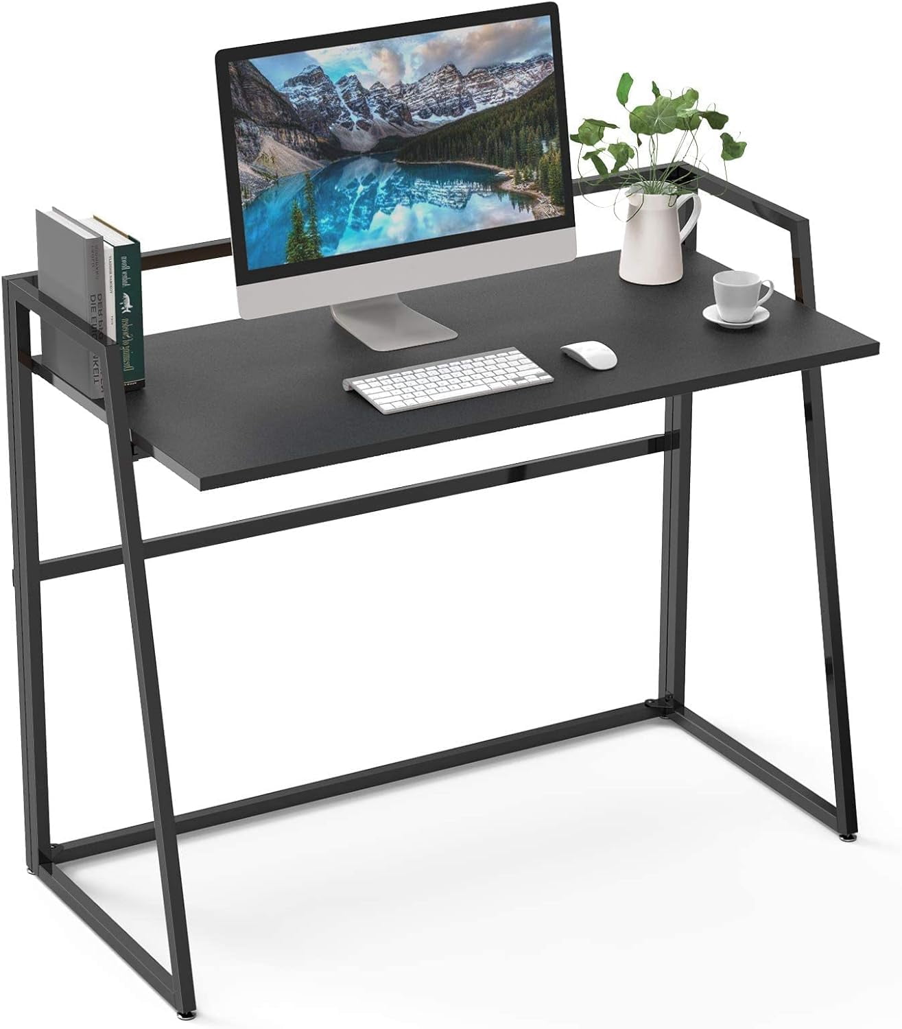 DOPIUY Folding Desk for Small Spaces Table no Assembly 41inch Computer Office Table Teen Student ...