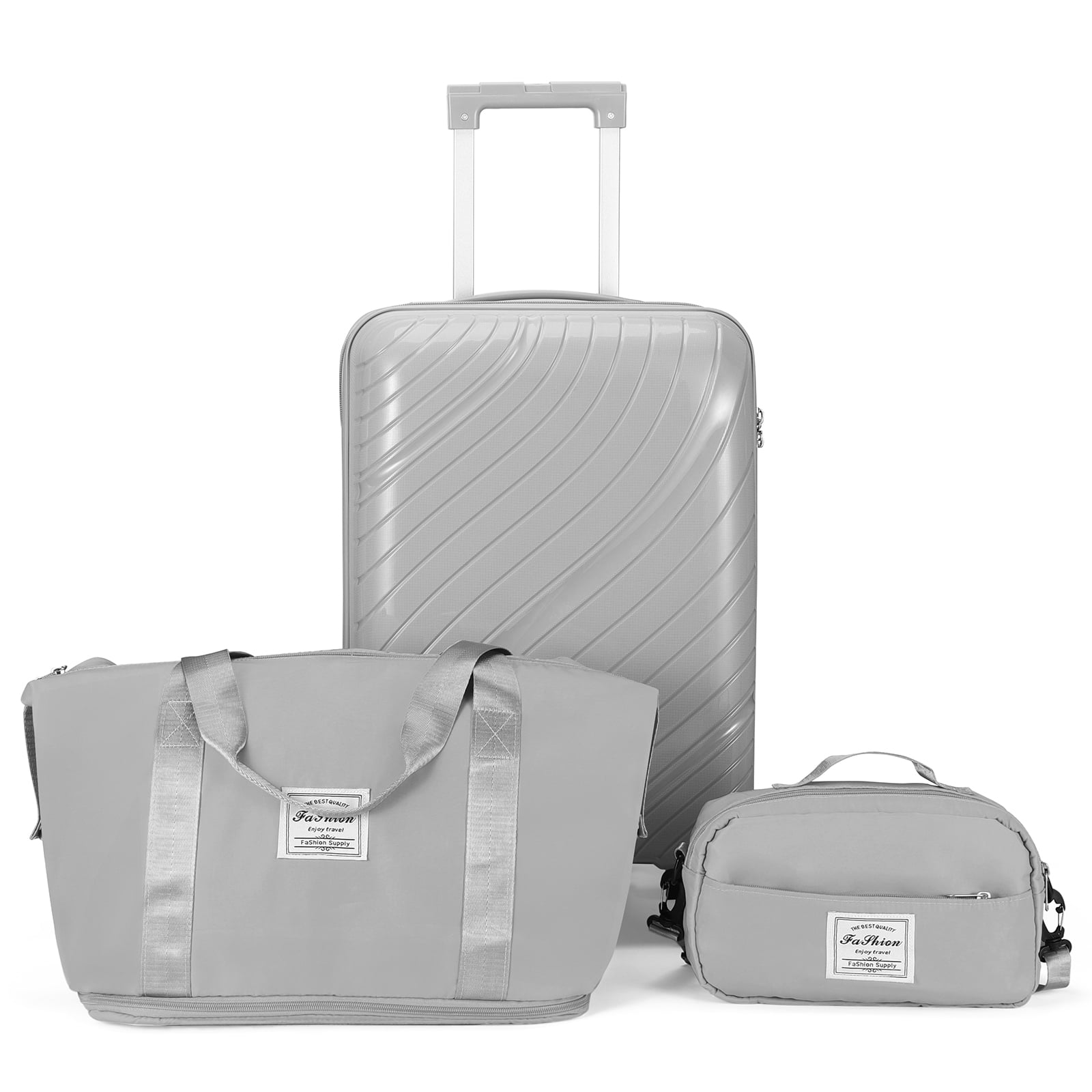 DOPIUY Luggage Sets 3 Piece, PP Hardshell Carry on Suitcase with Bags ...