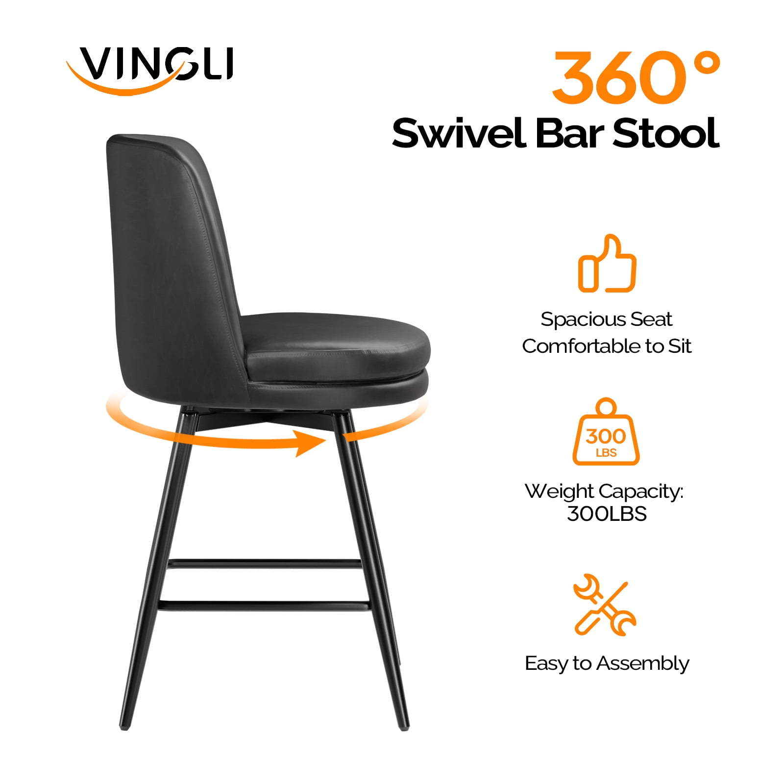 DOPIUY PU Faux Leather Upholstered Counter Height Bar Stool with Back ...
