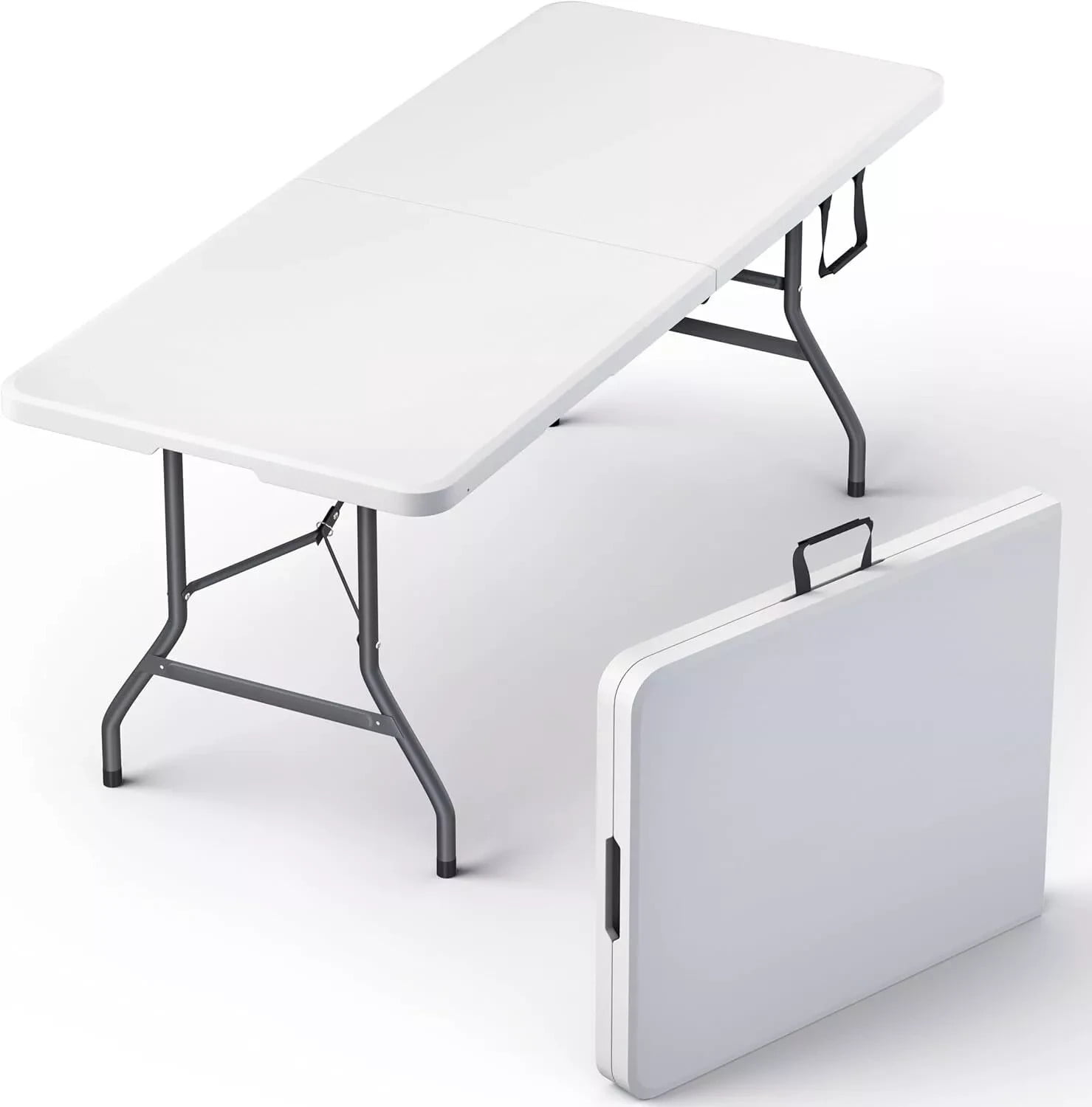 DOPIUY6 Feet Foldable Table with Built in Handle & Steel Legs | Heavy ...