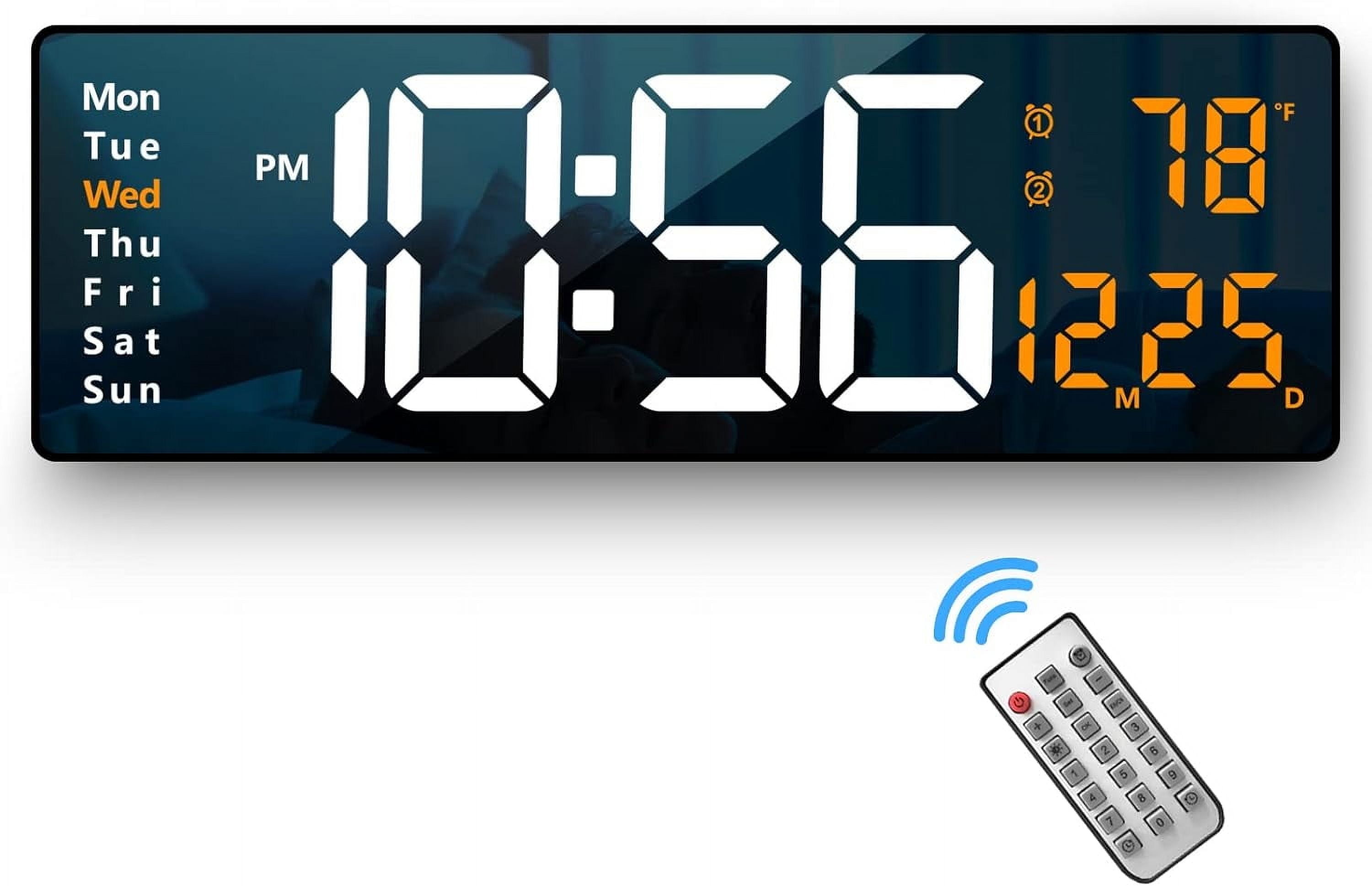 DOQAUS 15" Digital Wall Clock, Large Display LED Digital Clock with ...