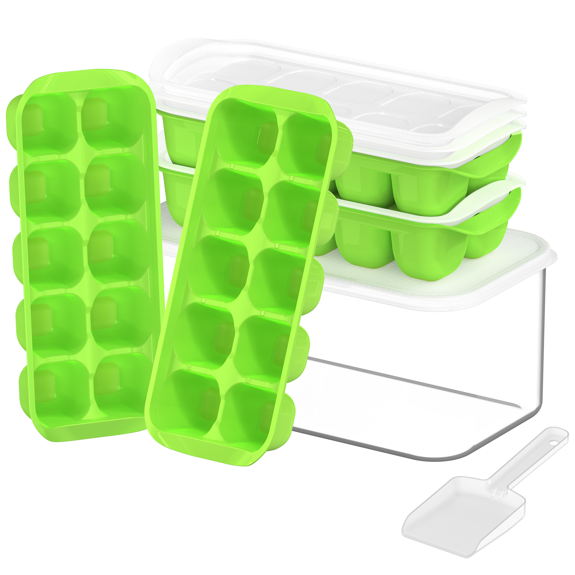 Mini Ice Cube Trays Silicone With Bin For Freezer4 Packs Small Crushed