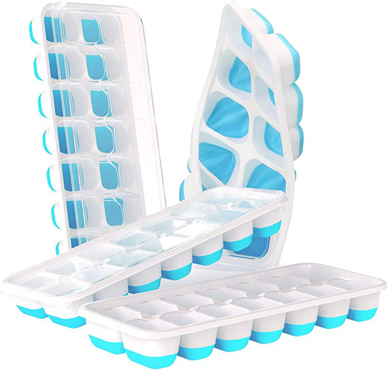 DOQAUS Ice Cube Trays 4 Pack, 56 pcs Silicone Ice Cubes Tray Maker with Spill-Resistant ...