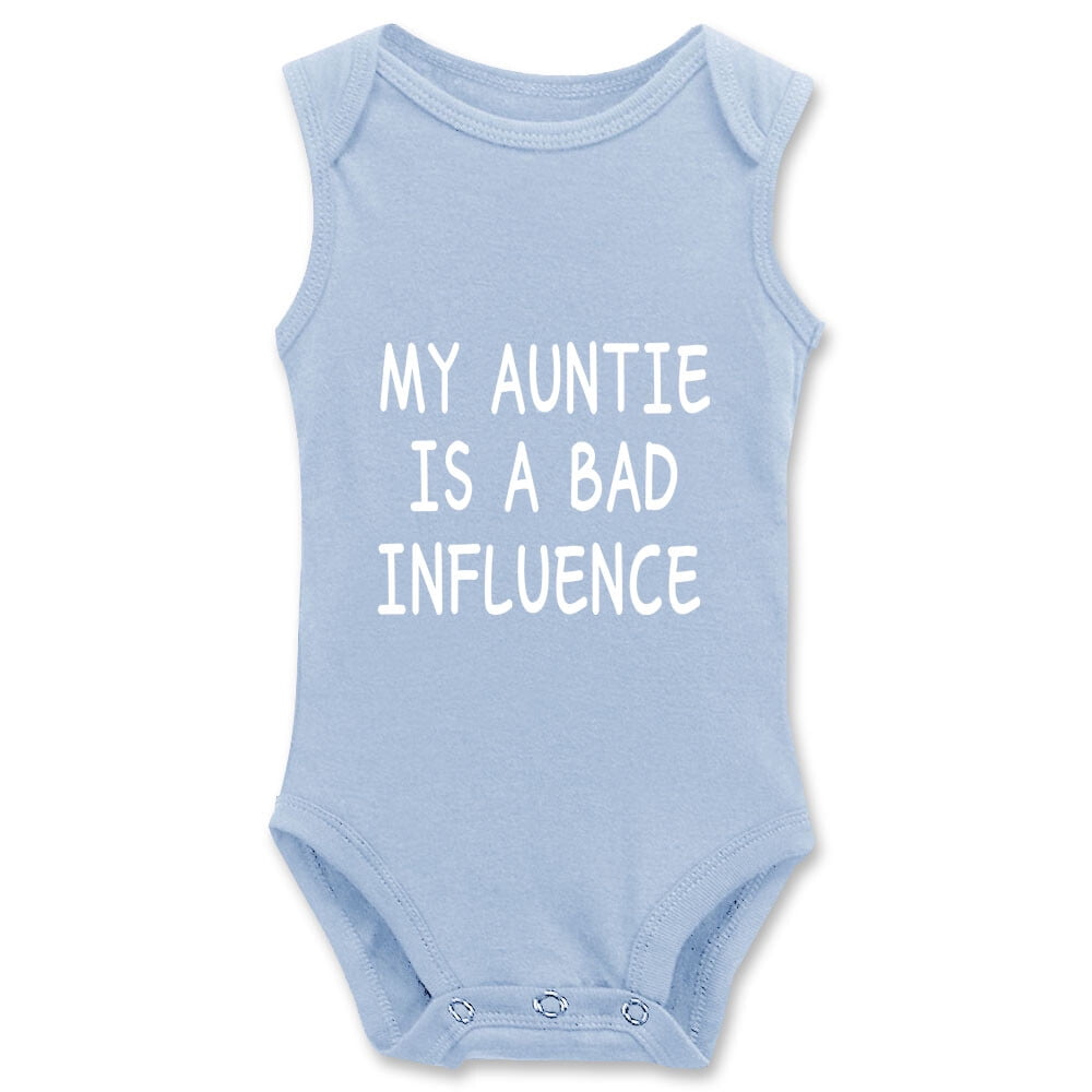 DOQOSESHY My Auntie Is A Bad Influence Funny Baby Bodysuit Unisex ...