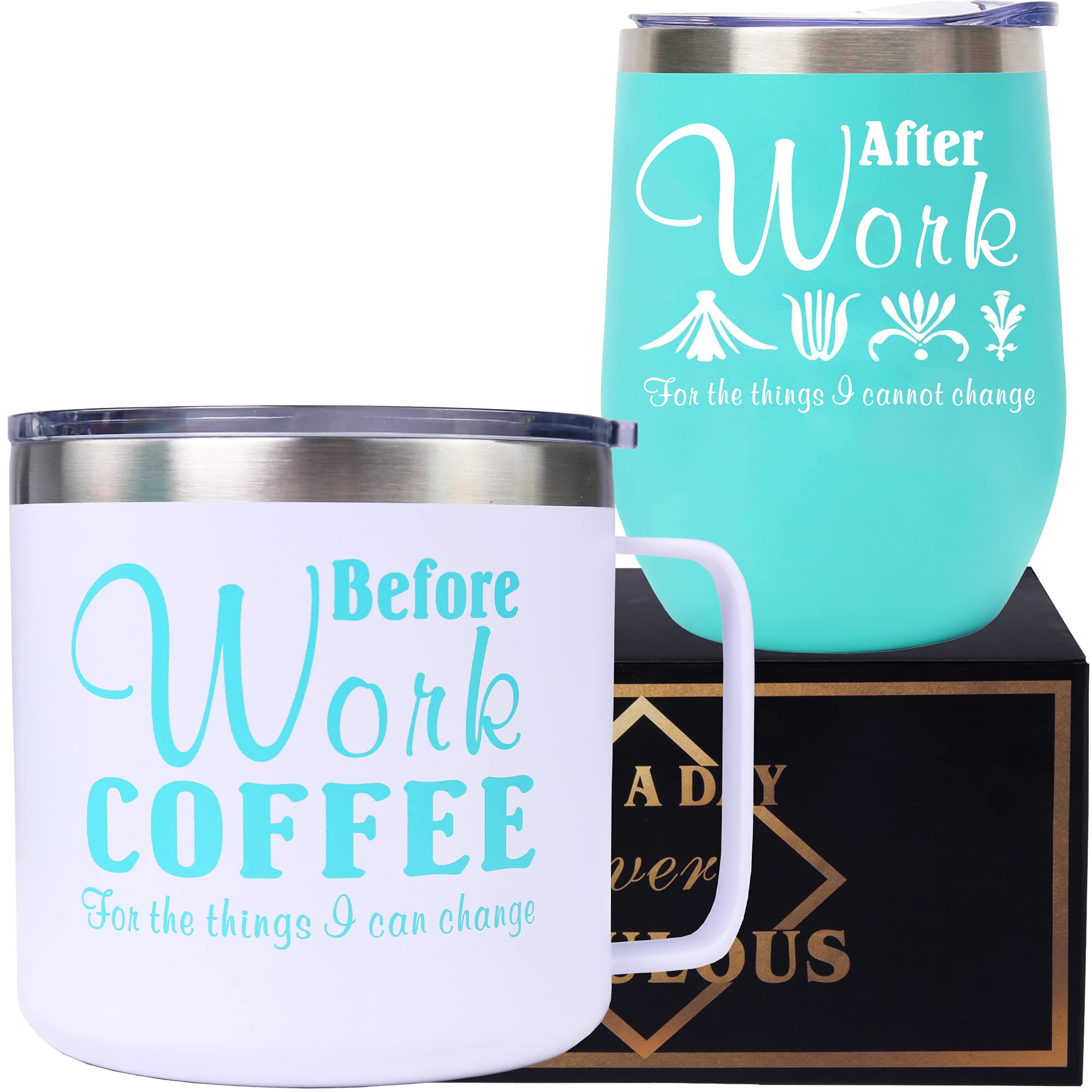 DORADREAMDEKO Before & After Work Glass Gift Set - Perfect Christmas ...