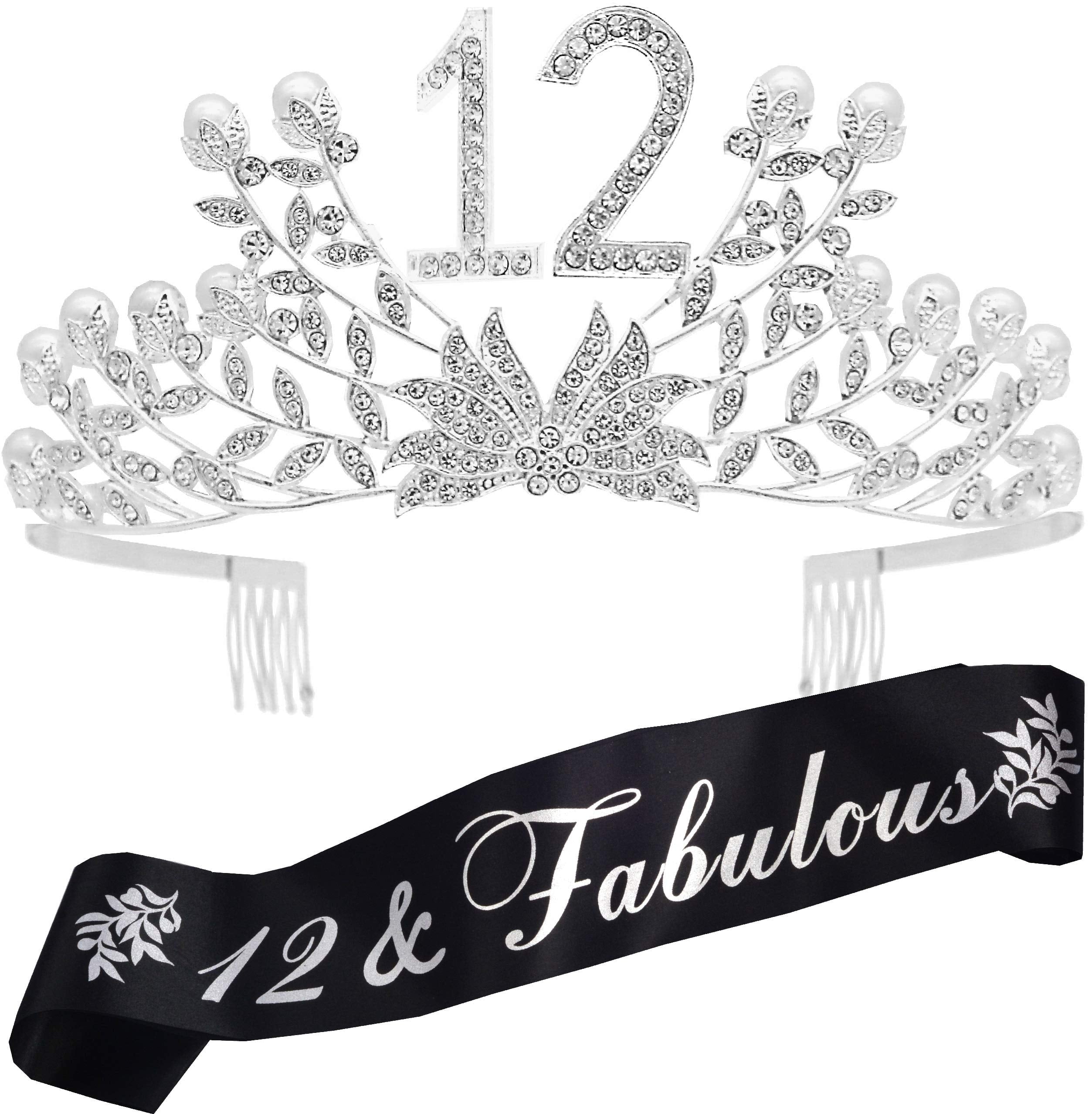 DORADREAMDEKO 12th Birthday Sash and Tiara for Girls - Fabulous Glitter ...