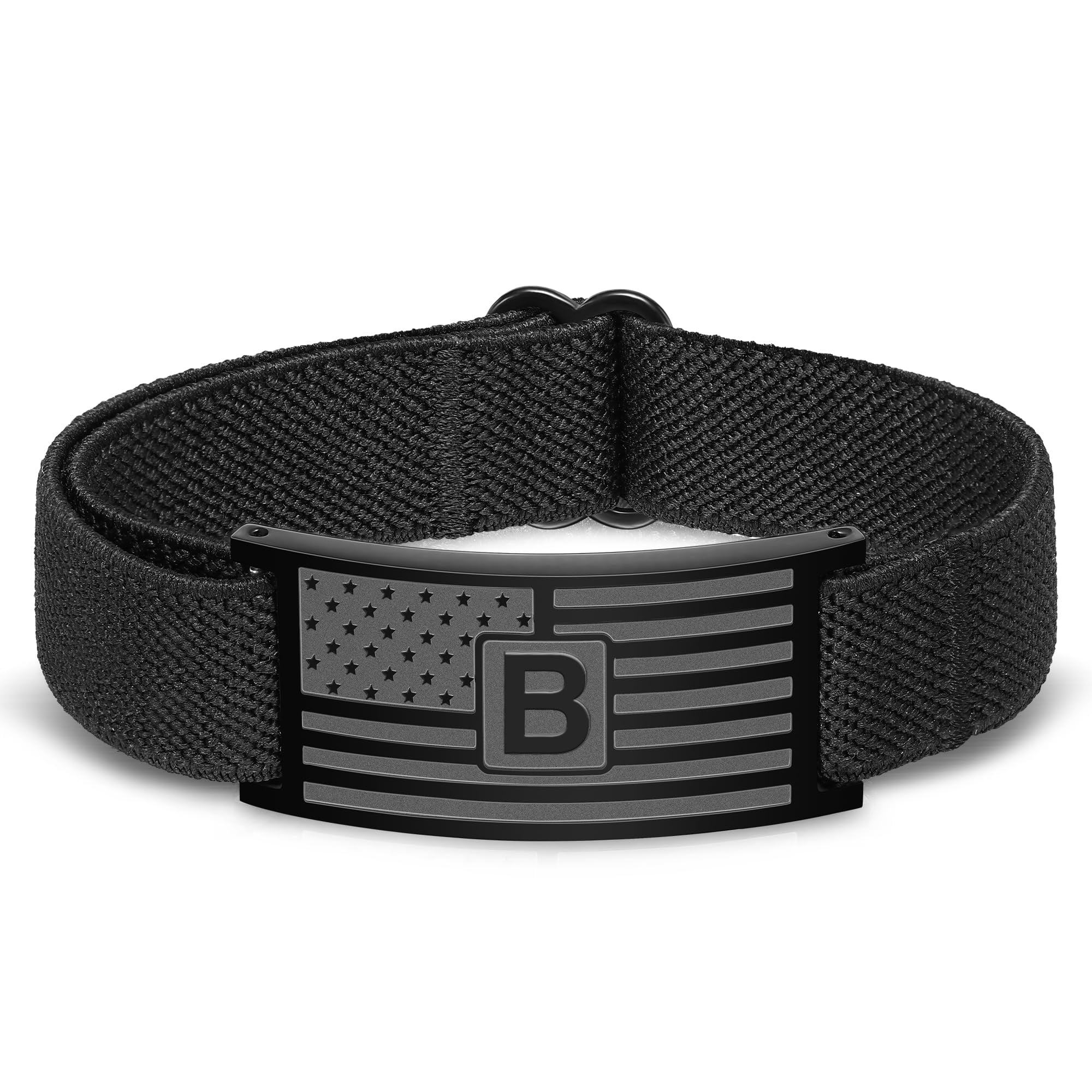 DORANA Initial Bracelets for Men kid Boys Son Black American Flag ...