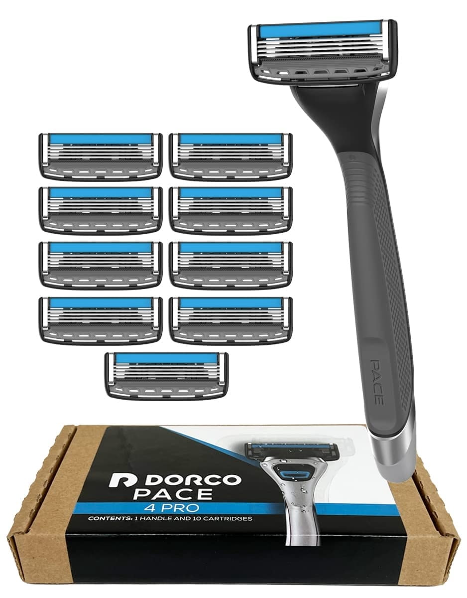 DORCO Pace 4 Pro - Four Blade Razor System with Trimmer - 10 Pack (1 ...