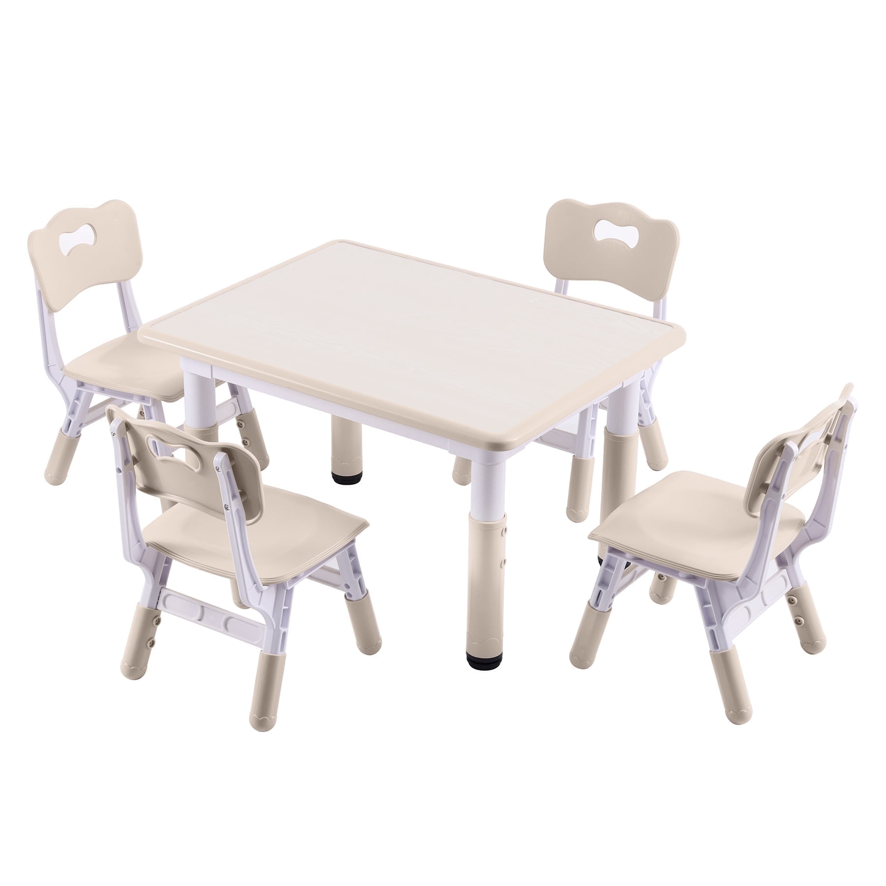 DOREROOM Height-Adjustable Kids Table and 4 Chairs Set, Graffiti ...