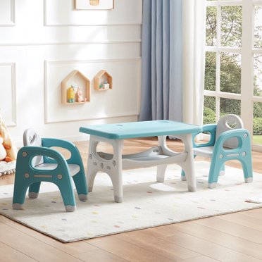 Step2 Mighty My Size Kids Plastic Toddler Table and Chairs Set, Gray ...