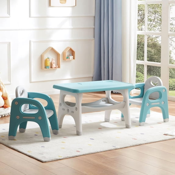 DOREROOM Kids Table and Chair Set, Plastic Children Activity Table with ...
