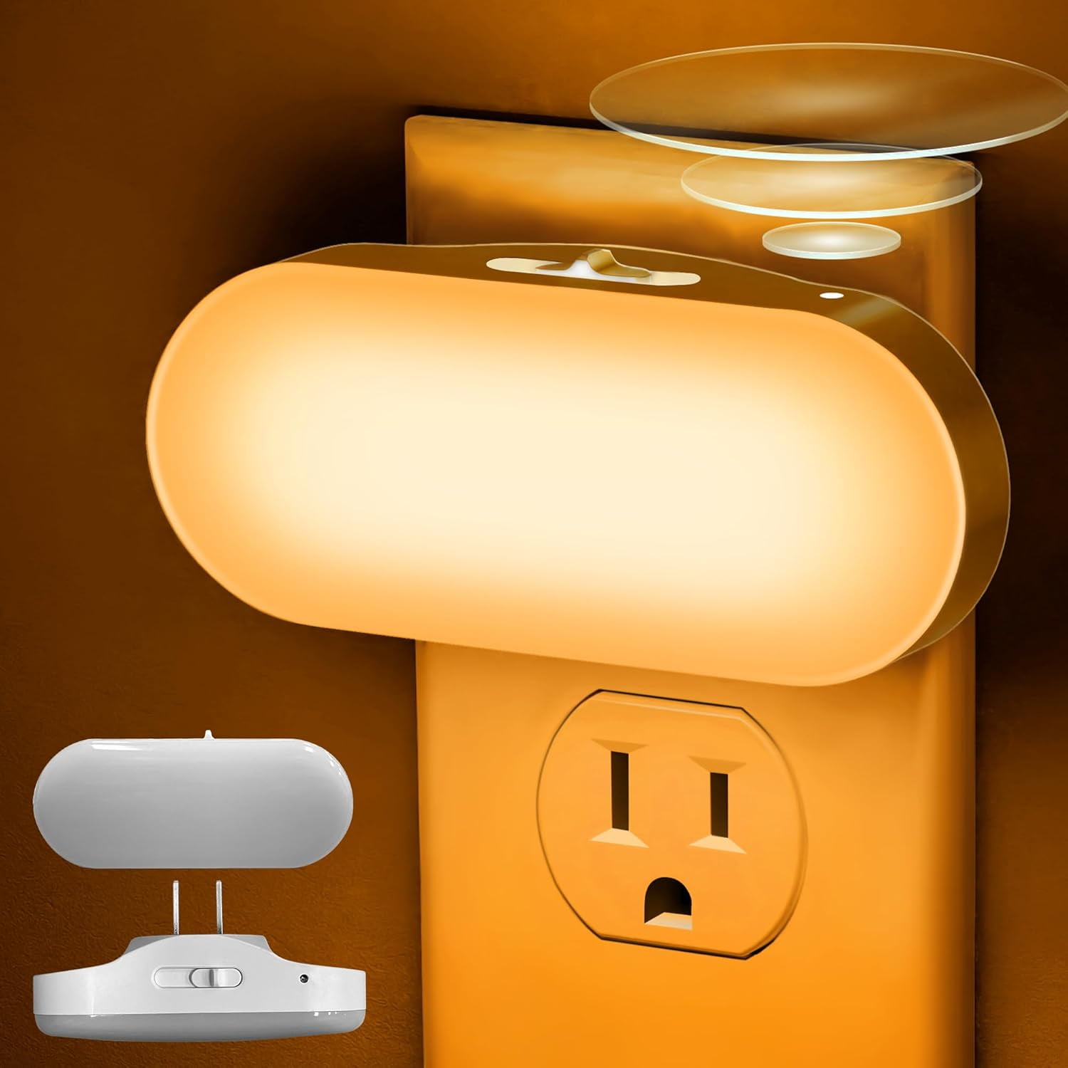 DORESshop Amber Night Light, Auto On/Off, 0-100 LM Adjustable ...