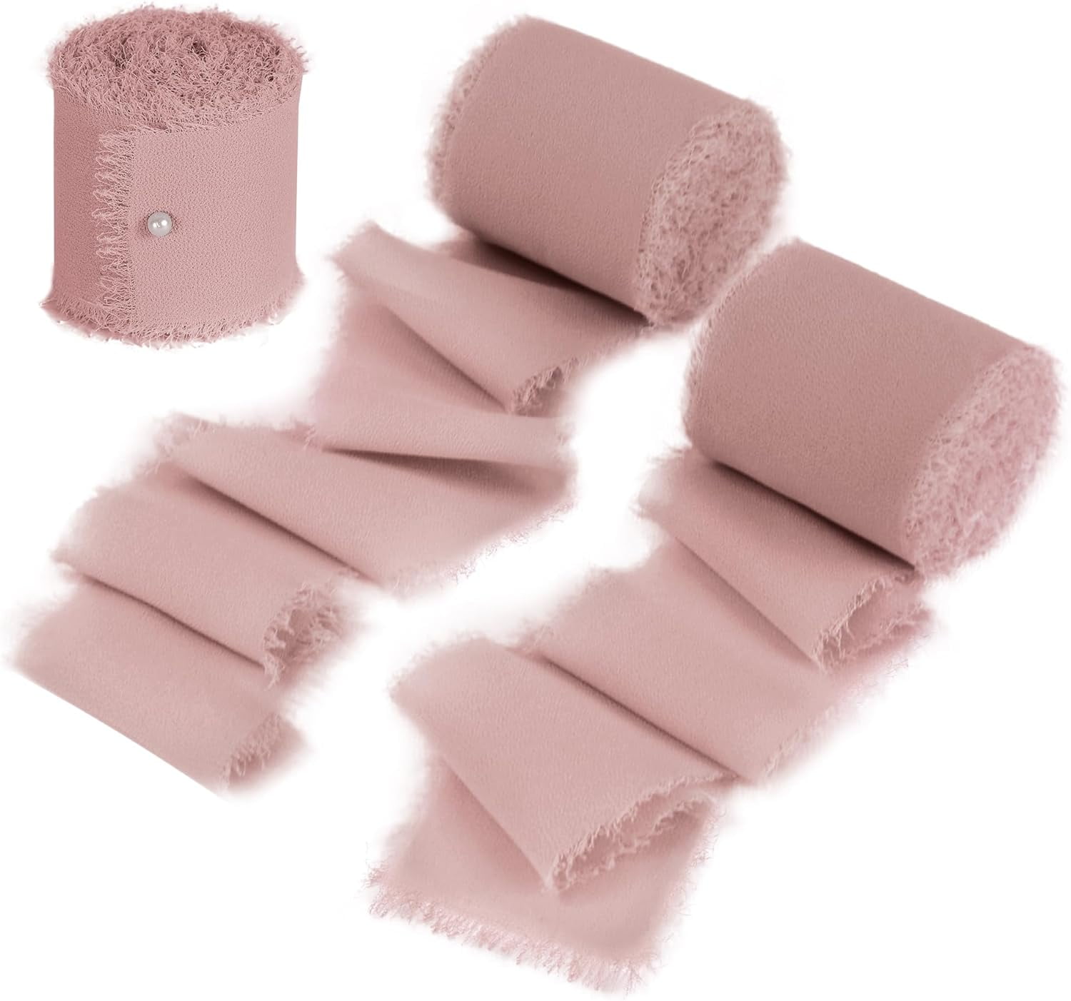 DORIS HOME 3 Rolls 2"x7Yd Fringe Chiffon Ribbon for Flower Bouquet ...