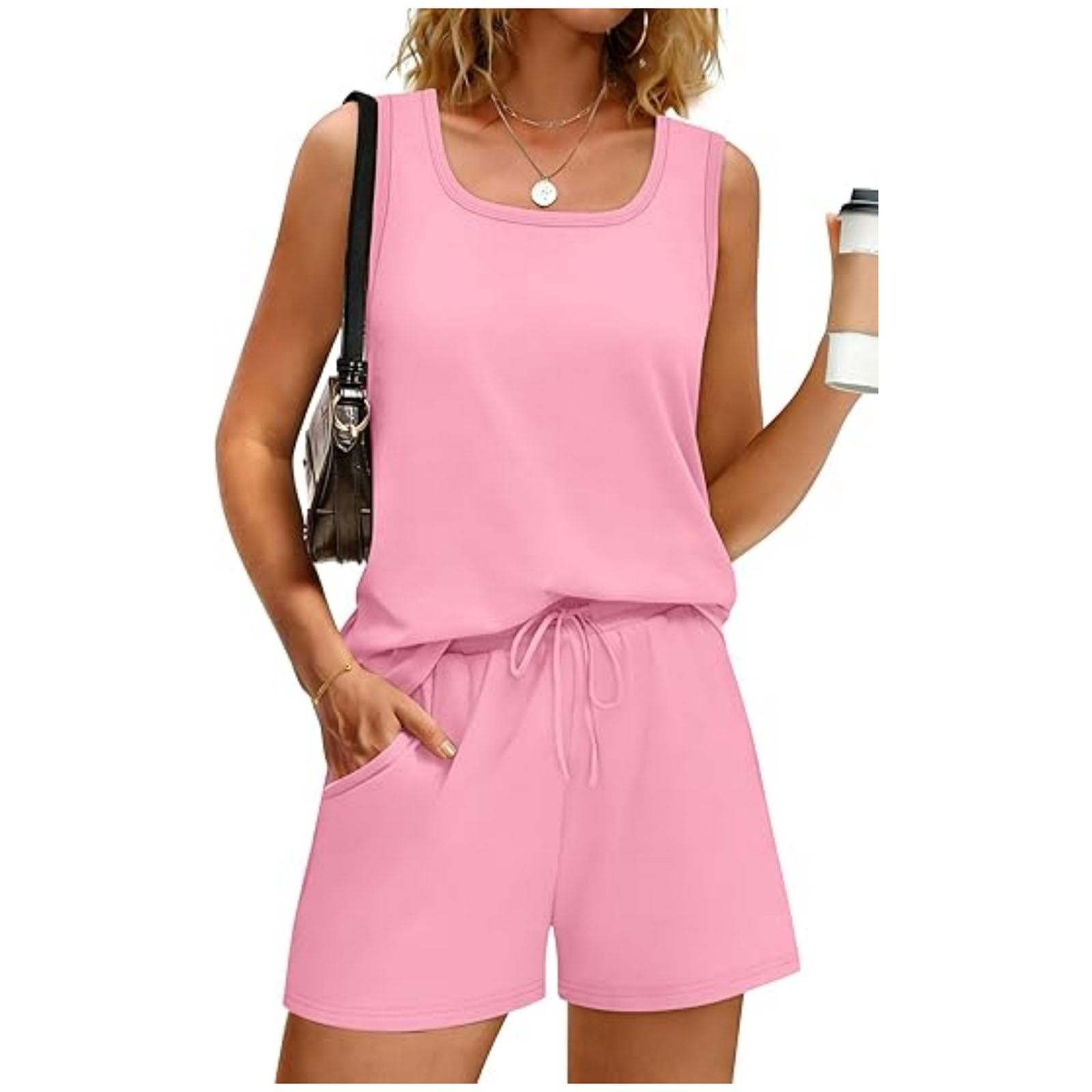 DORKASM 2 Piece Sets for Women Summer Lounge Short Sets Tank Square ...