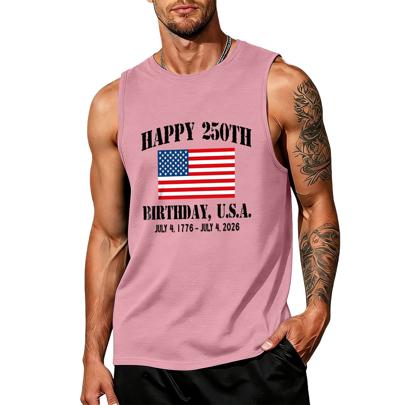 DORKASM 250th Anniversary Usa Tank Tops for Men Crew Neck Red White and ...