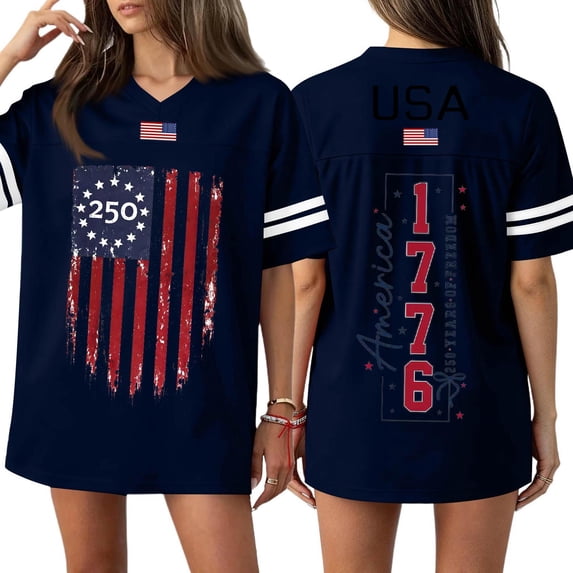 DORKASM 4th July Shirts V Neck Summer Red White Blue Blouse Vintage ...