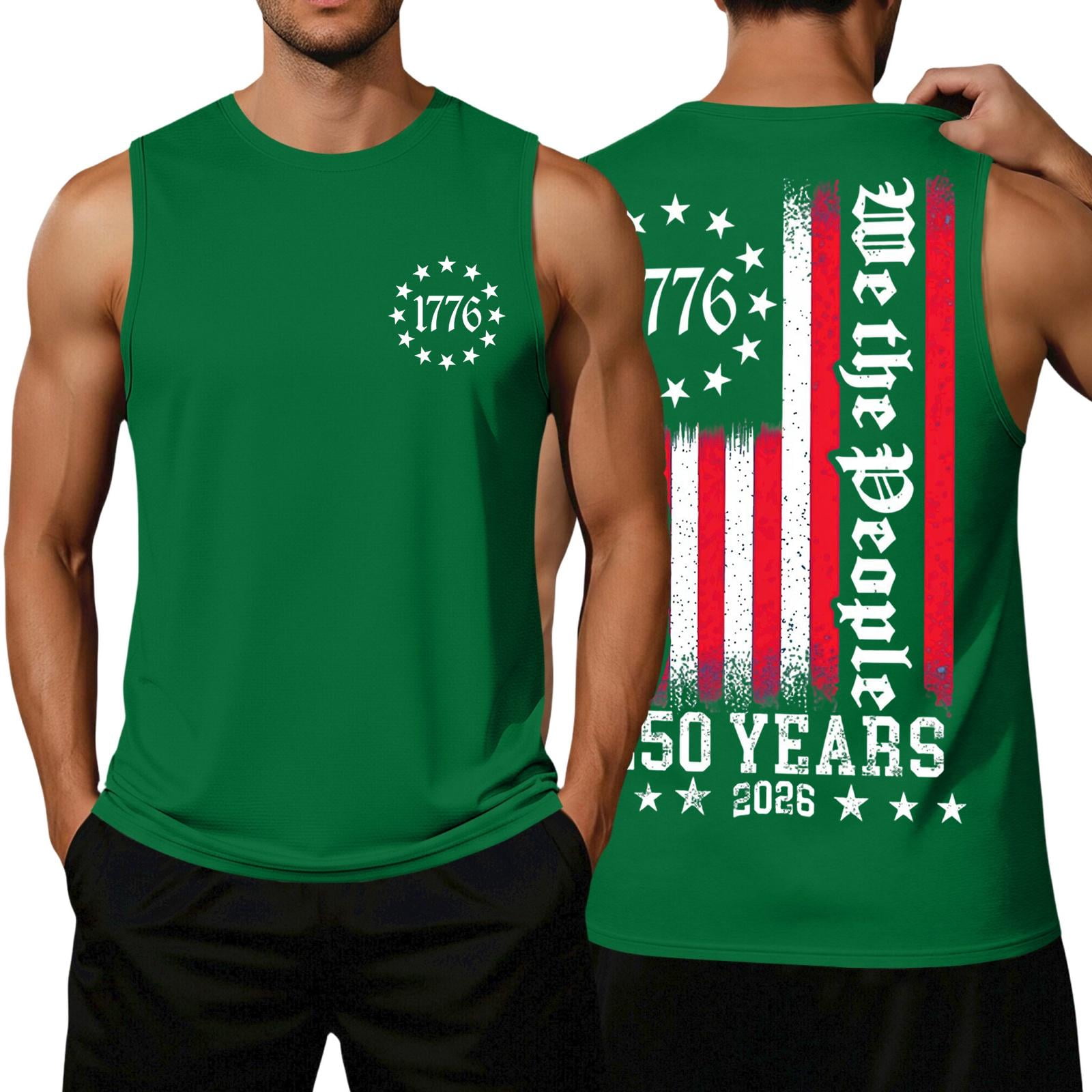 DORKASM 4th Of July Tank Tops for Men Crew Neck American Flag American ...
